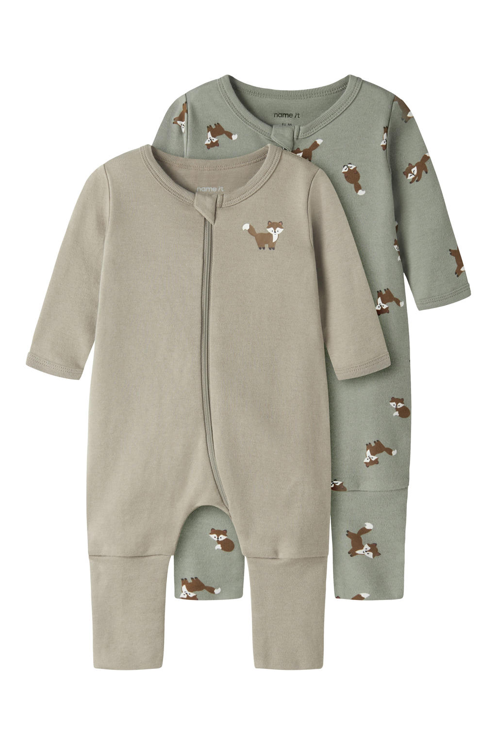 NAME IT BABY pyjama - set van 2 bruin/groen | kleertjes.com