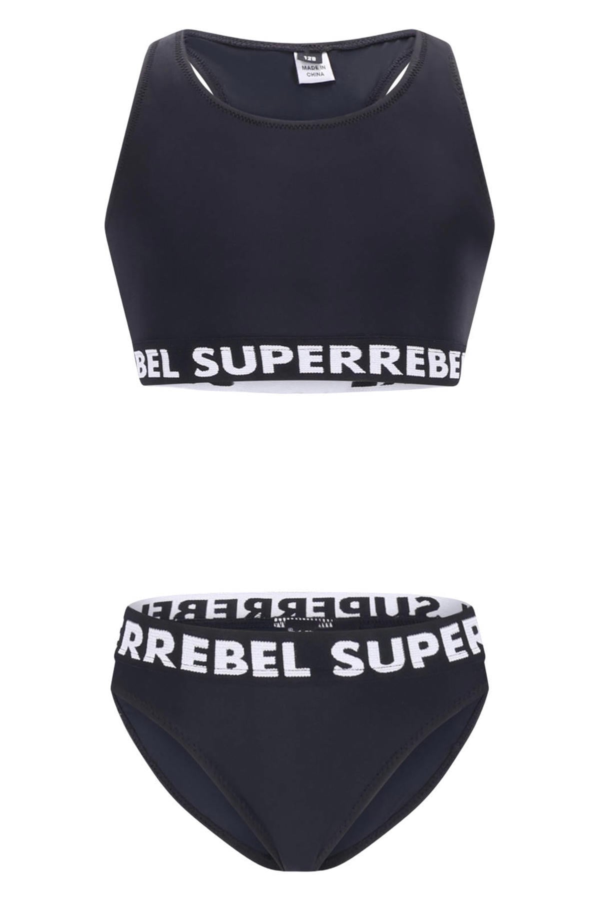 SuperRebel crop bikini Carmel zwart | kleertjes.com