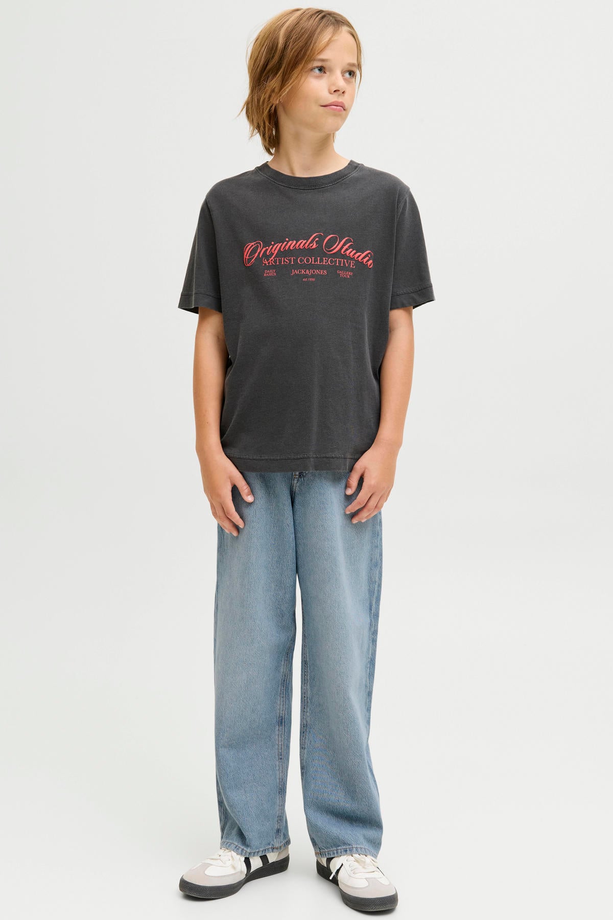 JACK & JONES JUNIOR high waist baggy jeans medium blue denim ...