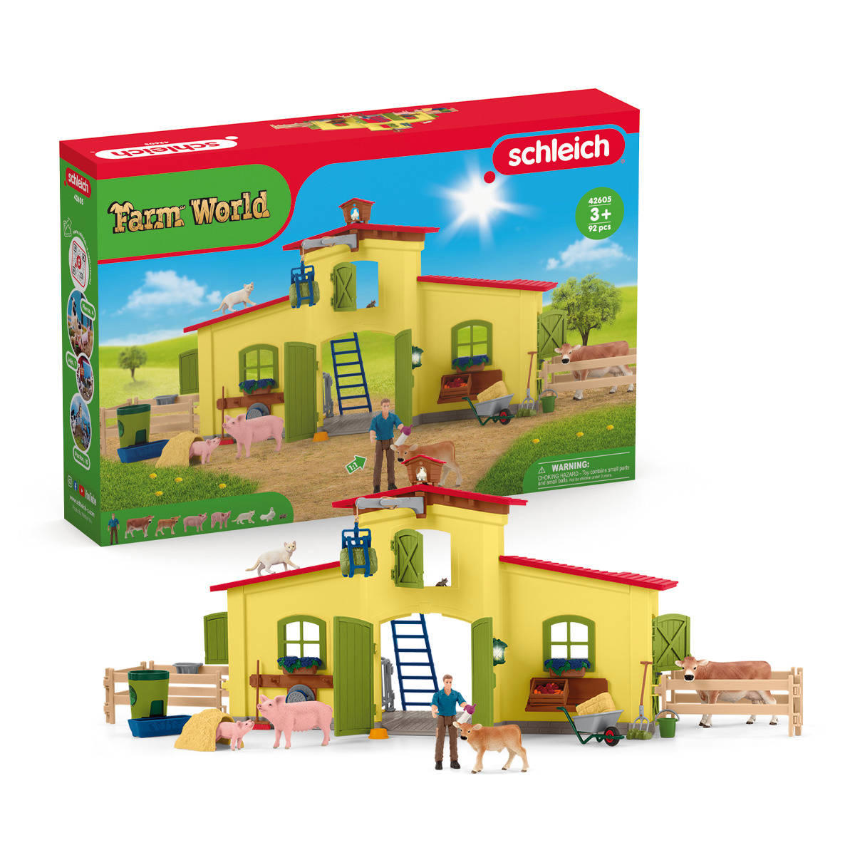 Schleich Farm World Grote stal, geel | kleertjes.com