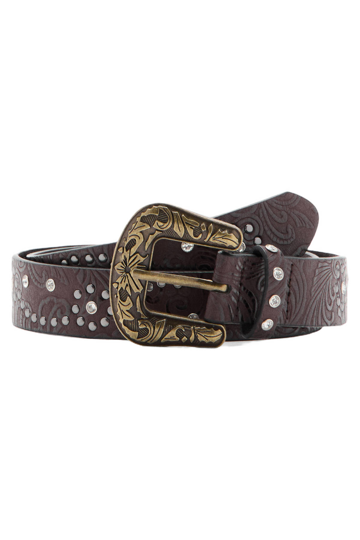 MANGO TEEN riem met studs bruin | kleertjes.com