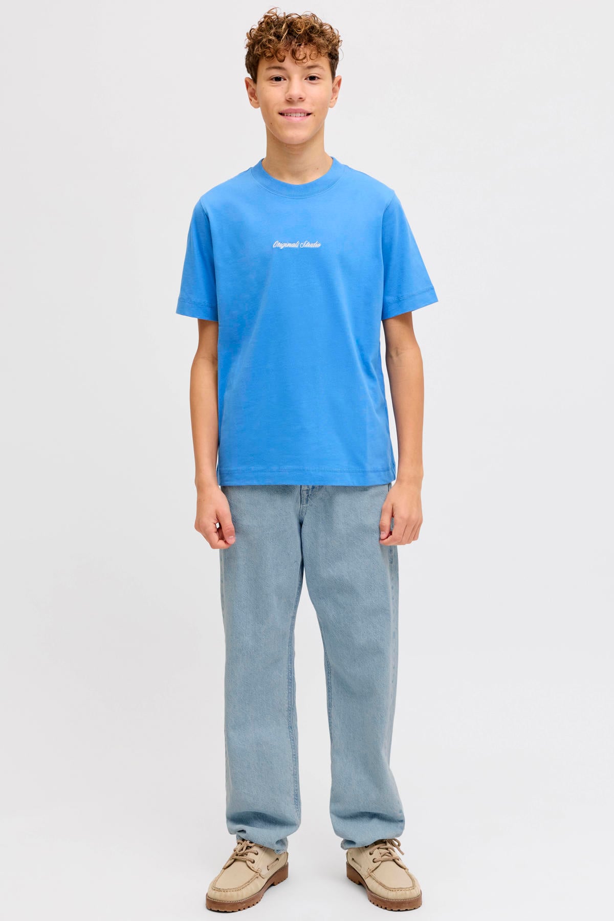 JACK & JONES JUNIOR high waist relaxed fit jeans medium blue denim ...