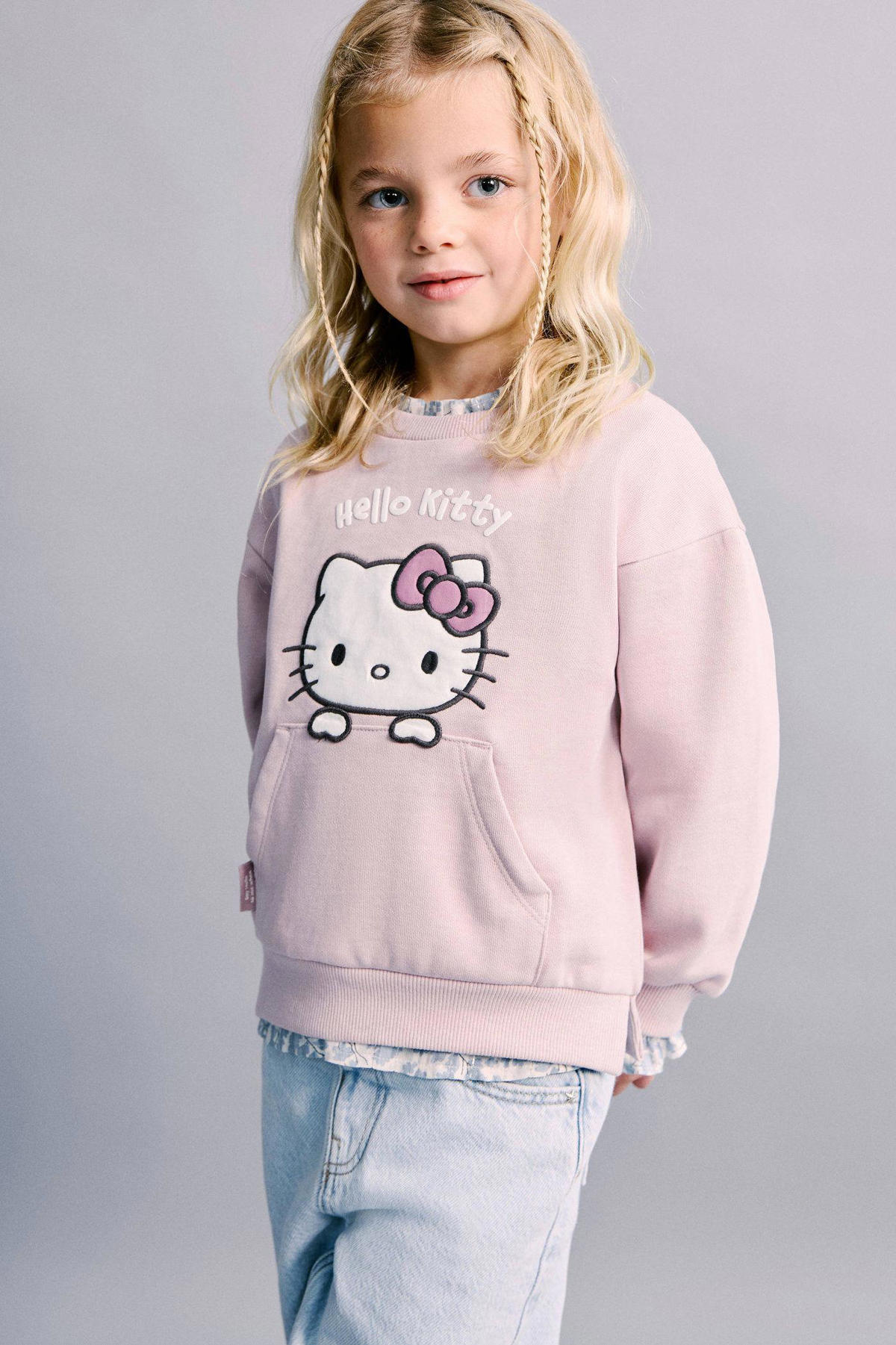 Mango Kids Hello Kitty sweater lichtroze | kleertjes.com