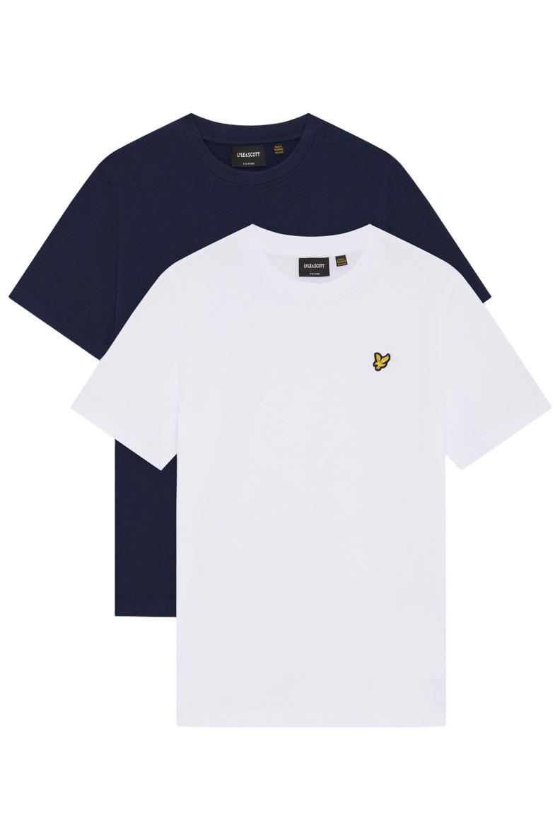Lyle & Scott T-shirt - set van 2 donkerblauw / wit | kleertjes.com